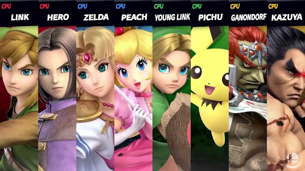 Smash Ultimate EX Link & Luminary VS Zelda & Peach VS Young Link ...
