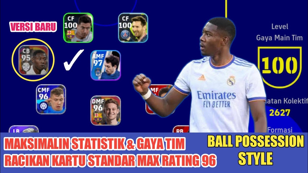 RACIKAN TERBARU DAVID ALABA RATING 96 EFOOTBALL MOBILE 2023 STYLE 96 ...