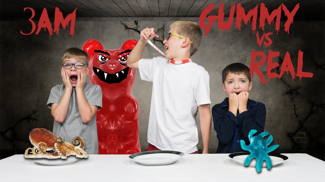 3AM Gummy Food VS Real Food Challenge! SCARY! | DO NOT EAT AT 3AM | 3 ...