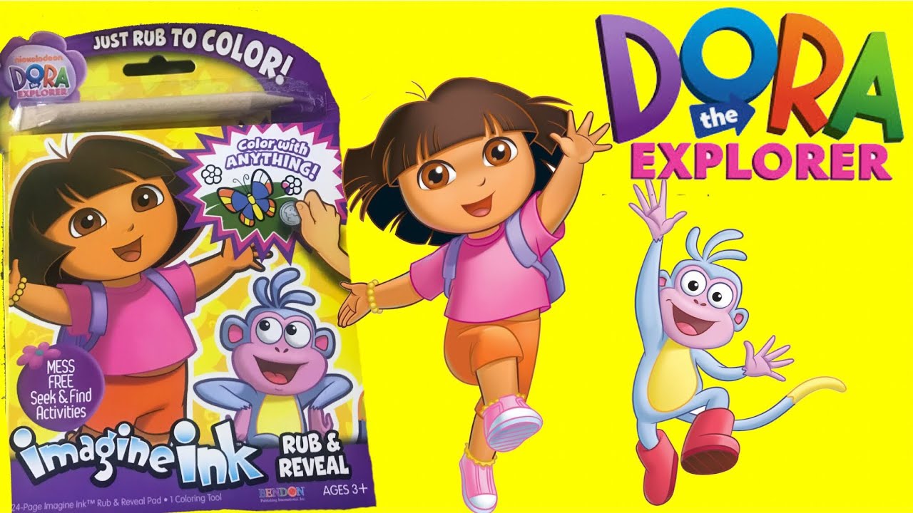 DORA THE EXPLORER IMAGINE INK RUB & REVEAL COLORING BOOK with Seek ...