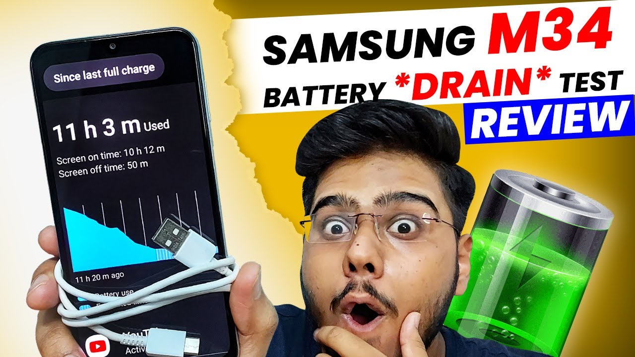 Samsung M34 5G Battery Drain Test|6000 mAh, Battery Backup, Amazing SOT ...