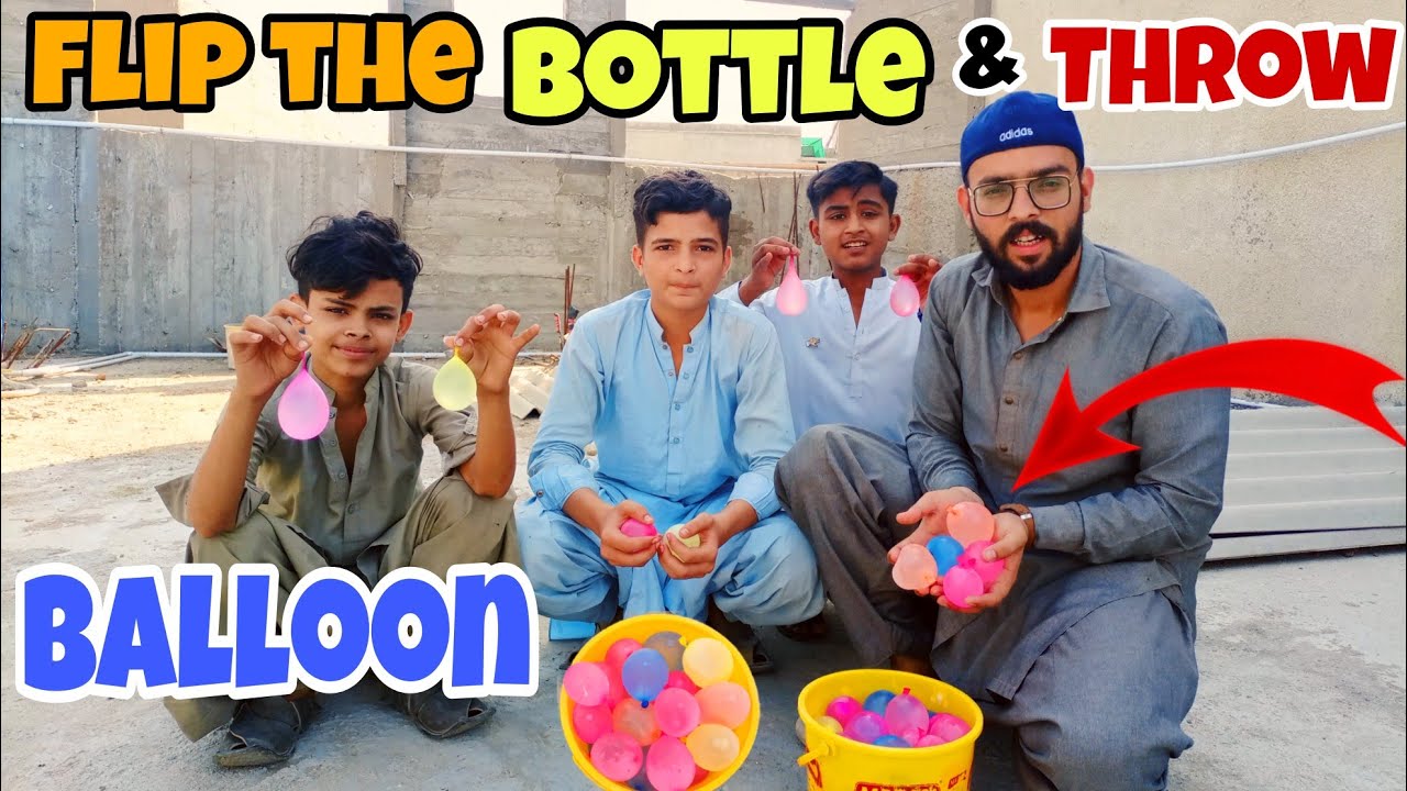 FLIP THE BOTTLE & THROW THE WATER BALLOON🎈CHALLENGE ll WITH FRIENDS l ...