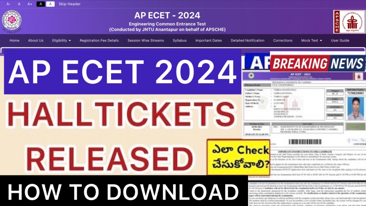 HOW TO DOWNLOAD AP ECET 2024 HALL TICKETS | AP ECET HALLTICKETS RELEASED - YouTube