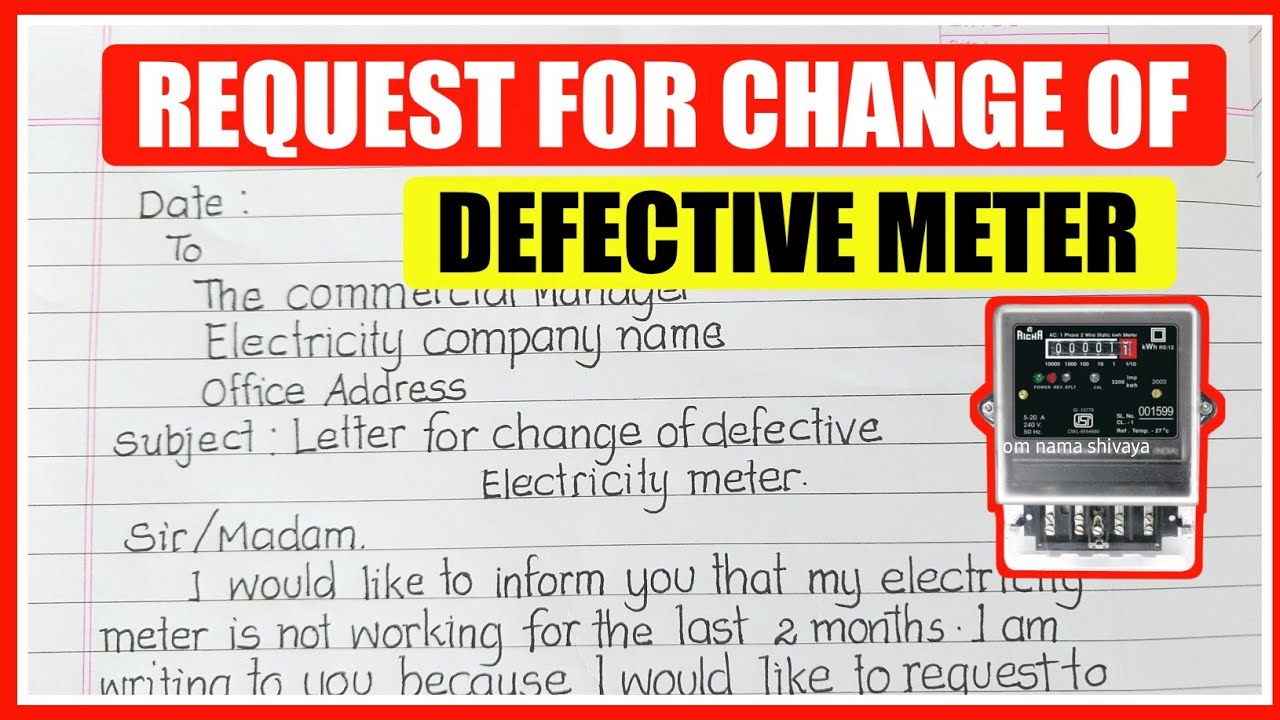 Application for change of defective electric meter || Request for ...