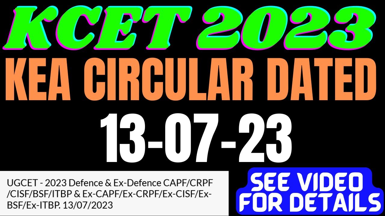 KCET 2023 KEA Circular Update-13-07-23 |Option Entry College List |# ...