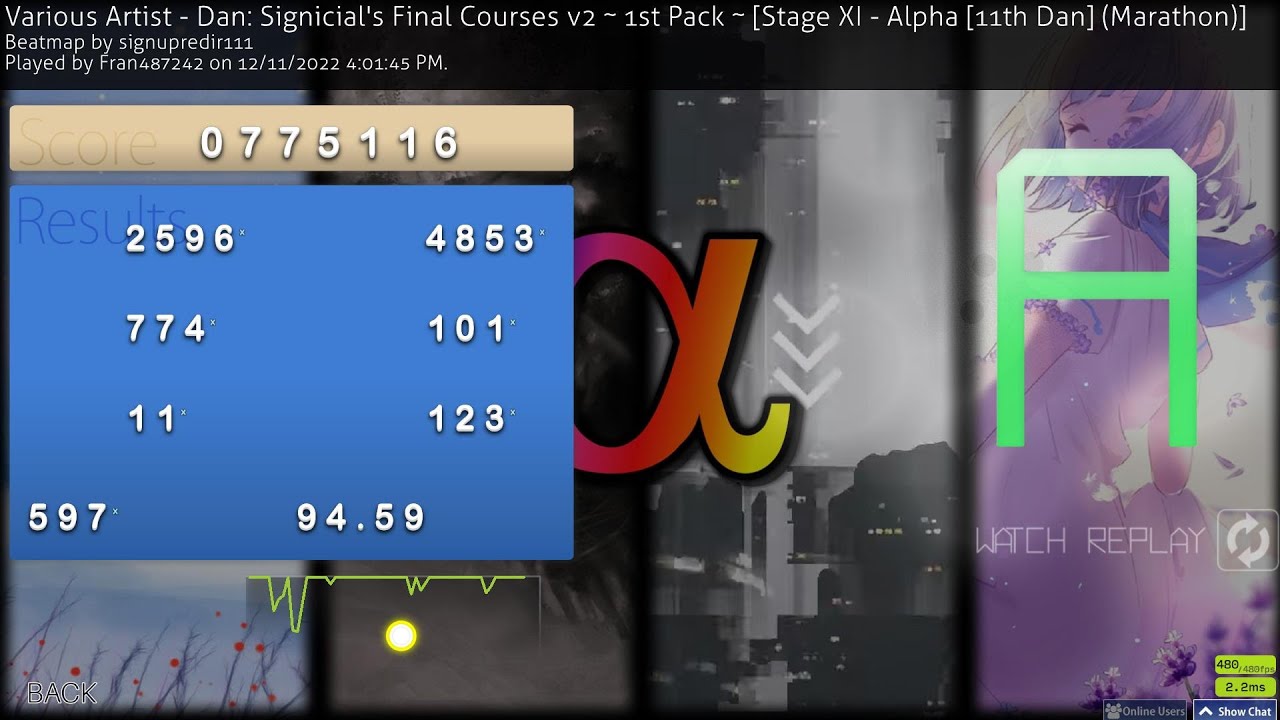 Osu!mania - Signicial's Alpha Dan Attempt (A rank) 94.59% - YouTube