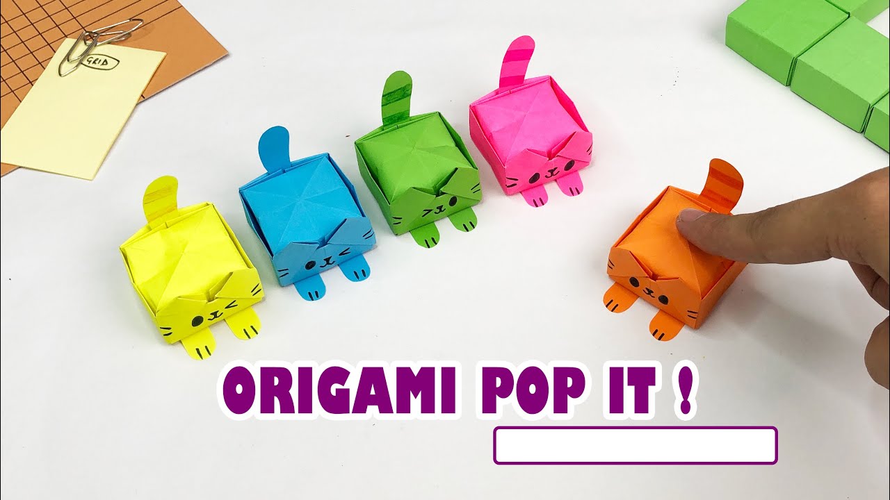 DIY Cute Origami Cat Pop It | Easy Paper Craft Tutorial - YouTube