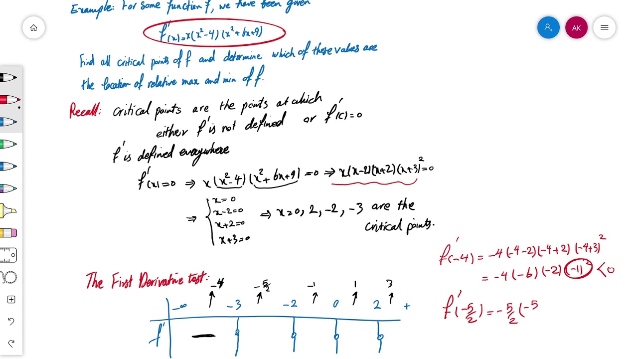 Labtube-(Introductory Calculus)- First Derivative Test Example III ...