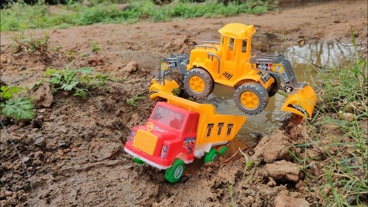 Jcb vs dumper truck | JCP backhoe loader - YouTube