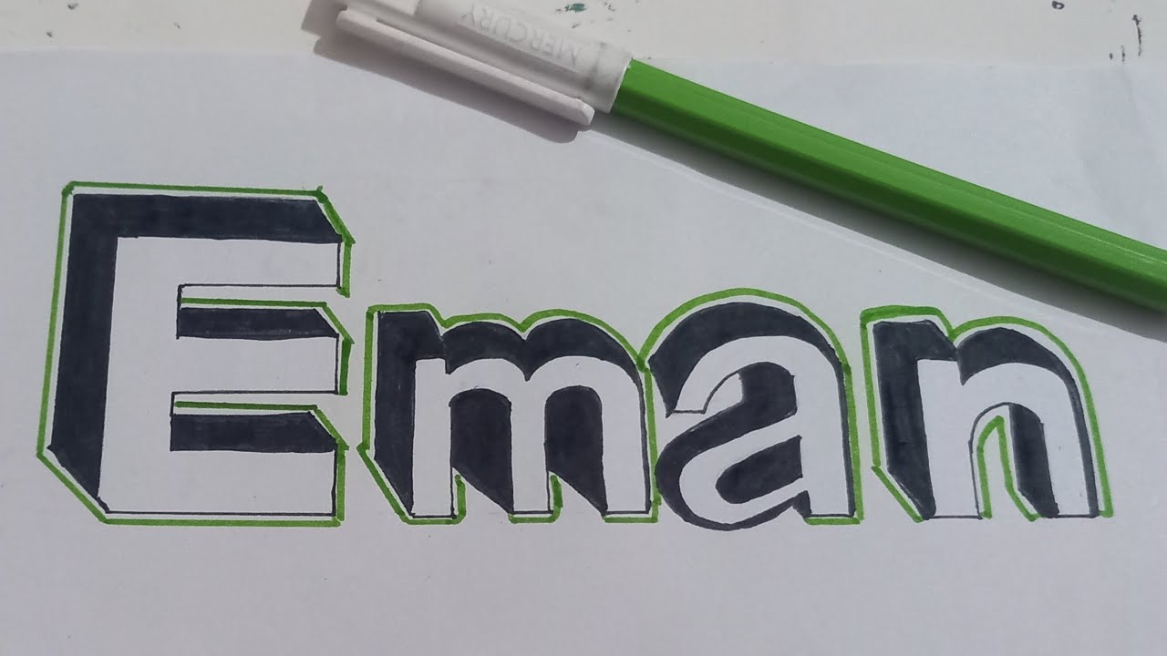 Eman || how to write eman in 3d handwriting ||3d name art video - YouTube