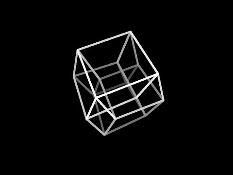 Tesseract-monochrome. Rotation in four-dimensional space. 4D. Fourth ...
