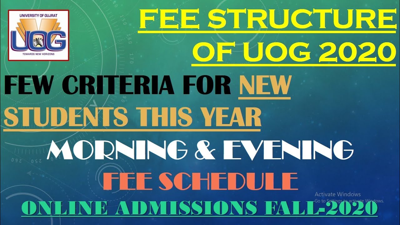 Fee Structure Of UOG | Fee Structure Of University Of Gujrat | Morning ...