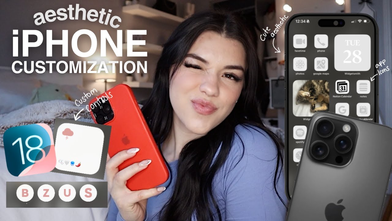 CUSTOMIZING MY IPHONE 16 PRO MAX 📱☁️ | iOS 18, aesthetic, organization ...