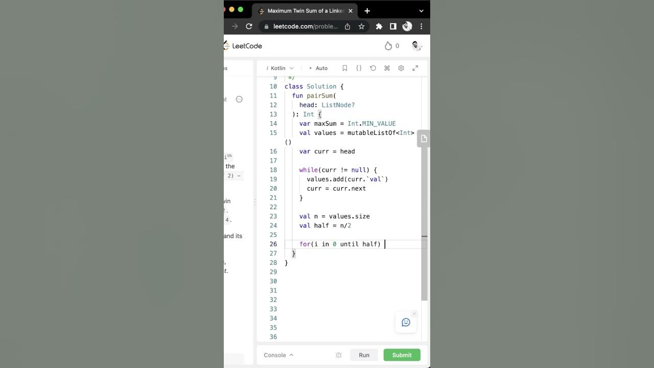 Maximum Twin Sum In Linked List Leetcode 2130 Codeharbor Kotlin Programming Linkedlist