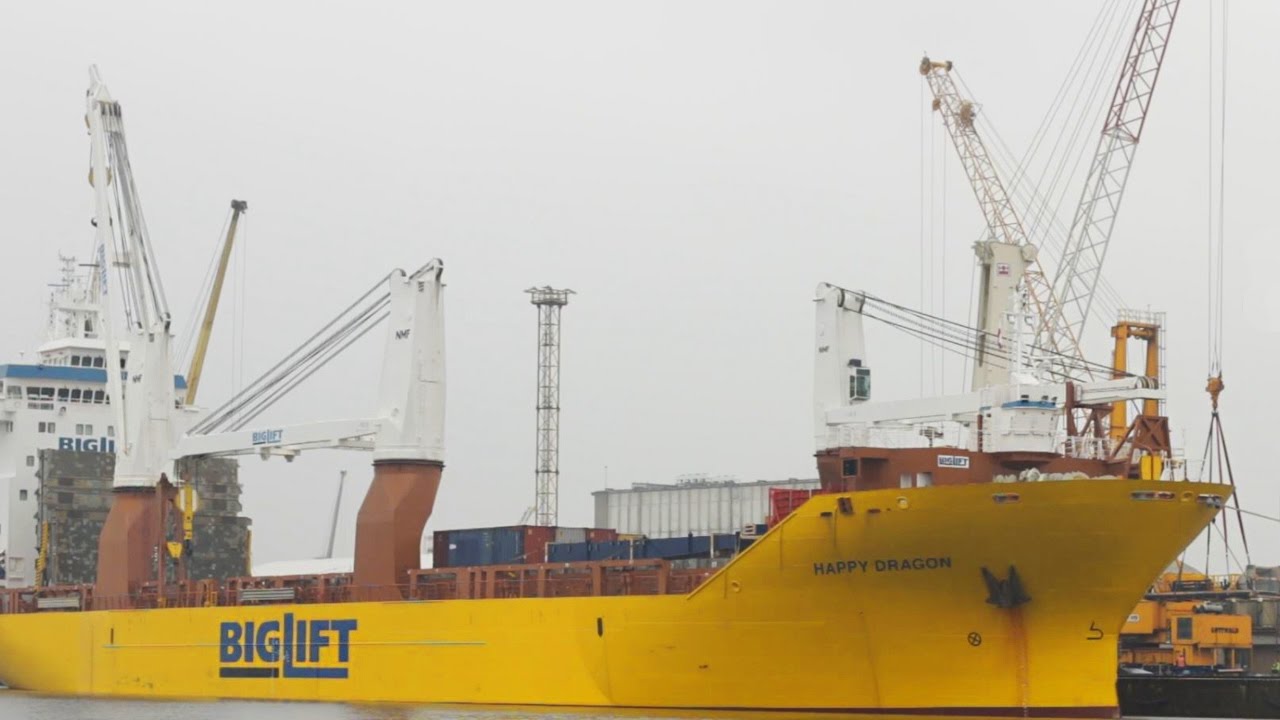 Heavy Lift 800 Ton Crane NMF Happy Dragon BigLift Port Szczecin - YouTube