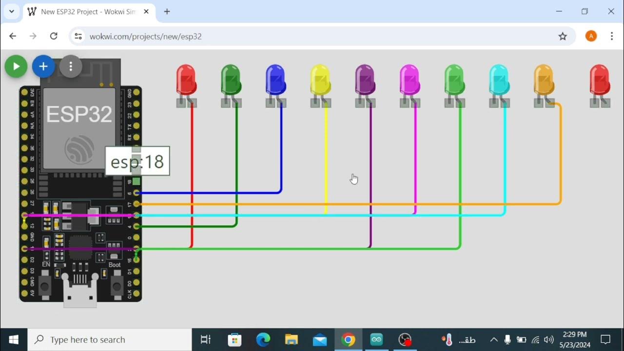 Esp32 Led Chaser Project 10 Wokwi Esp32 Arduino Arduino Titan Youtube