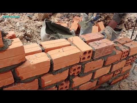 How to lay bricks for beginner-Bricklaying skills double brick wall ...