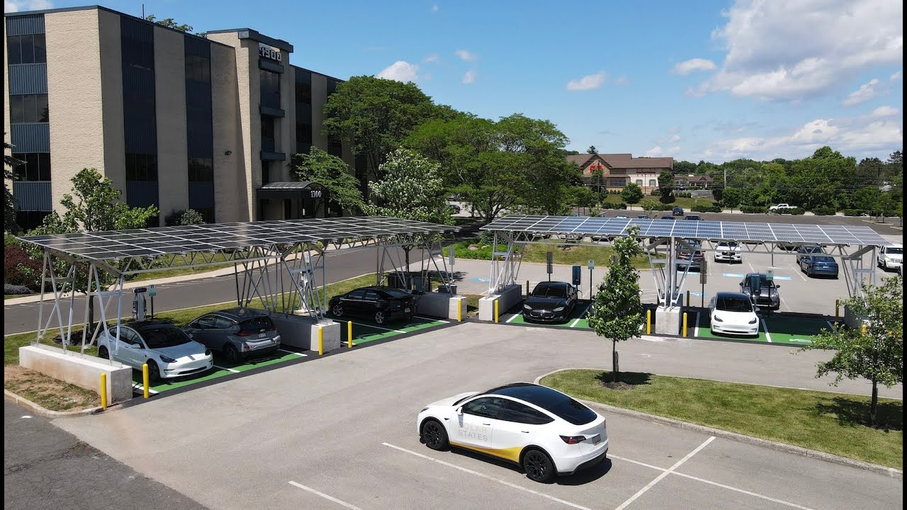 Solar Canopy with Electric Vehicle Charging - Installation - YouTube