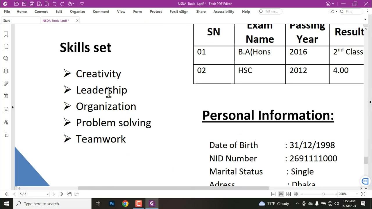 Resume Mail merge using MS Word project as per specification Computer Operation Level 3- NSDA ...