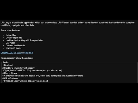 LFS - LAZY 0.6V E Tutorial de instalaçao e configuraçao das minhas ...