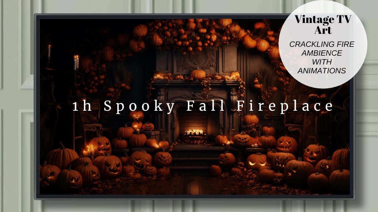 Cozy Fall Fireplace | 1h Spooky Autumn Ambience | Background Halloween ...
