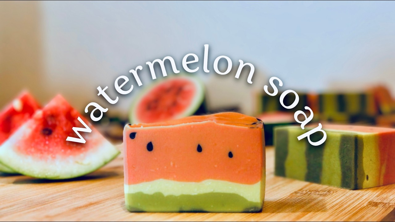 Making Artisan Watermelon Soap at Home 🍉 | Cold Process Recipe with ...