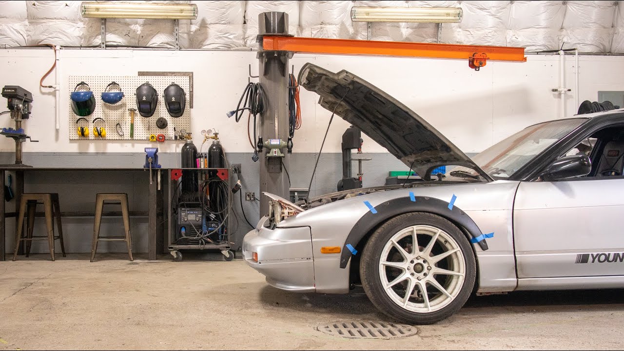 240sx angle kit install (FDF Fab, S13) - YouTube