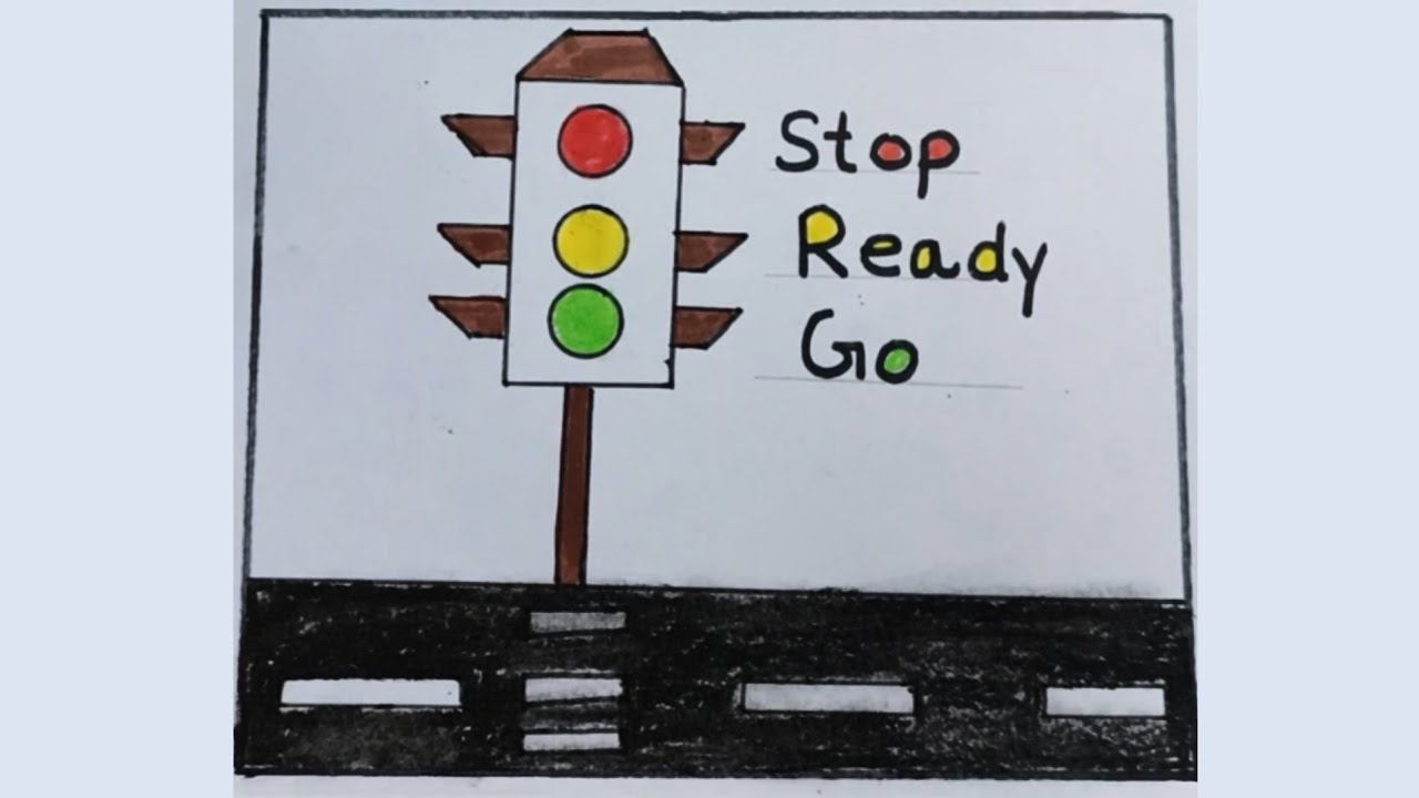 Traffic Signal Drawing🚦/Traffic Lights Drawing /Drawing for kids / How ...