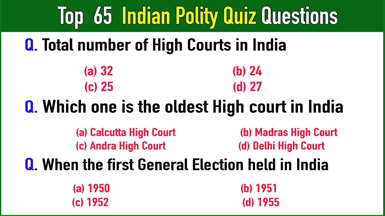 Top 65 Indian Polity Quiz Questions And Answers English | India Polity ...