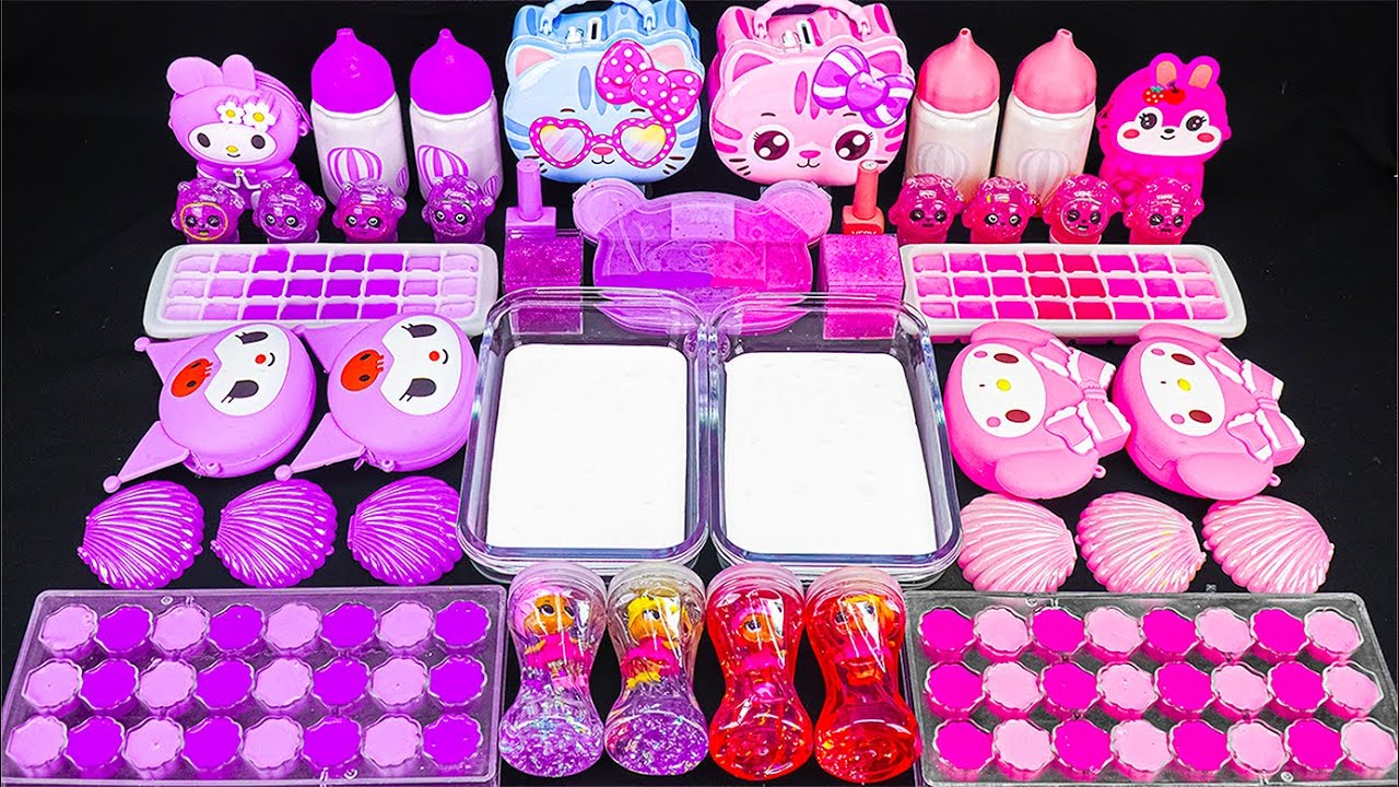 Beautiful SANRIO Collection Slime Mixing Eyeshadow into Glossy Slime🌈 ...