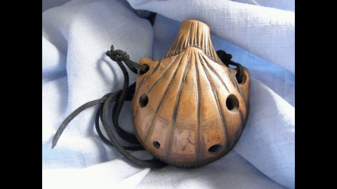Handbuilt clay Shell 4-hole ocarina, double milk firing, unique - YouTube