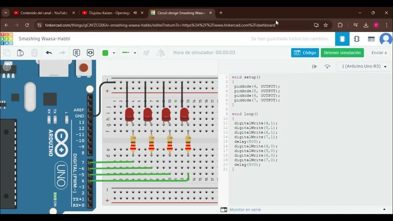 MONTAJE EN EL PROTOBOARD, ARDUINO UNO y LEDS // EJERCICIO 1 - YouTube