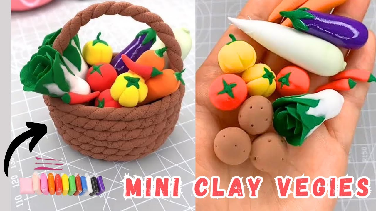 How to Make Miniature Clay Vegetables and Basket 🍅🥕 | Adorable Mini DIY ...