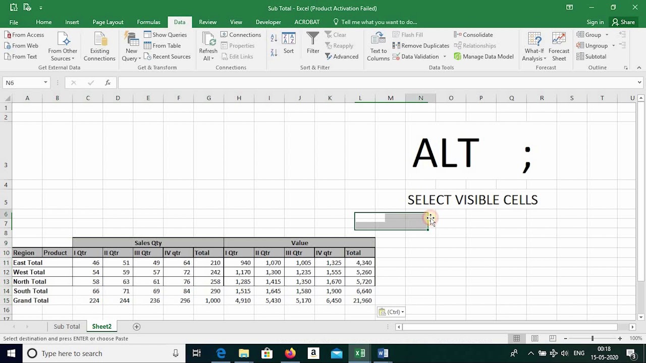 Sub Total in MS Excel - Sub total report tool in MS Excel - YouTube