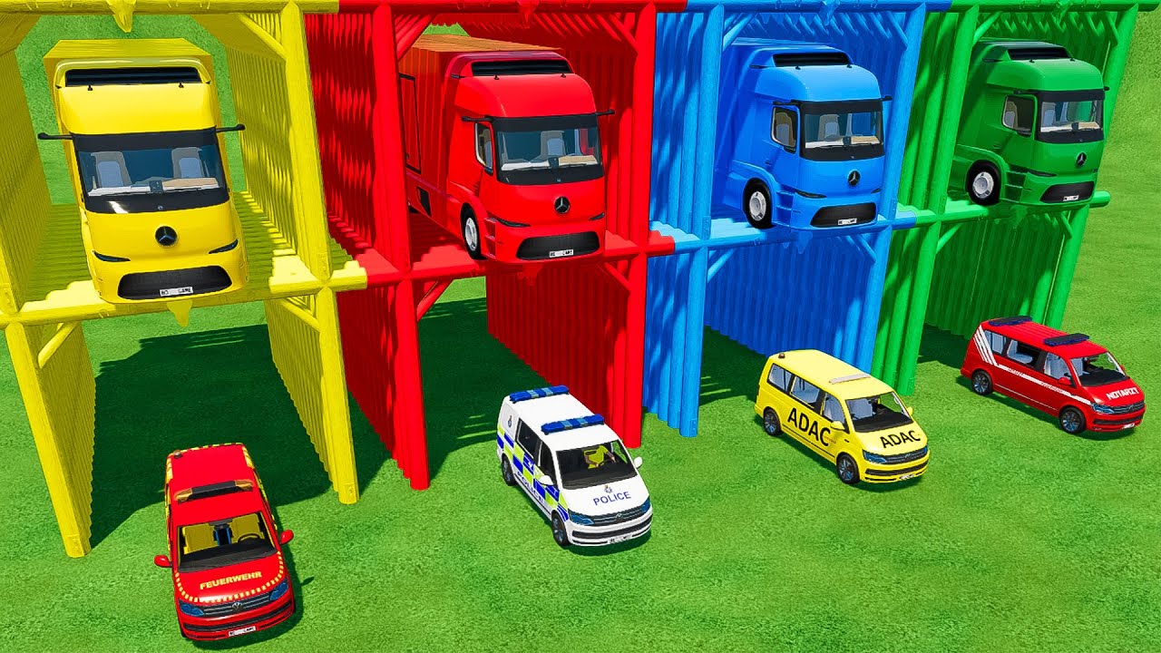 TRANSPORTING FIRE DEPARTMENT , POLICE , ADAC , AMBULANCE CARS WITH ...