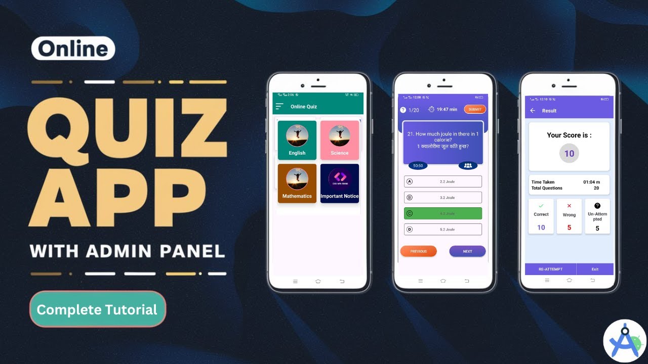 Create Online Quiz App with Admin Panel in Android Studio | Online Quiz ...
