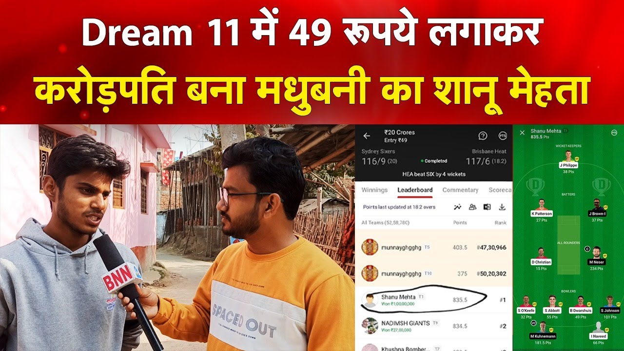 Dream 11 में 49 रूपये लगाकर रातों-रात करोड़पति बना शानू मेहता Dream 11 ...