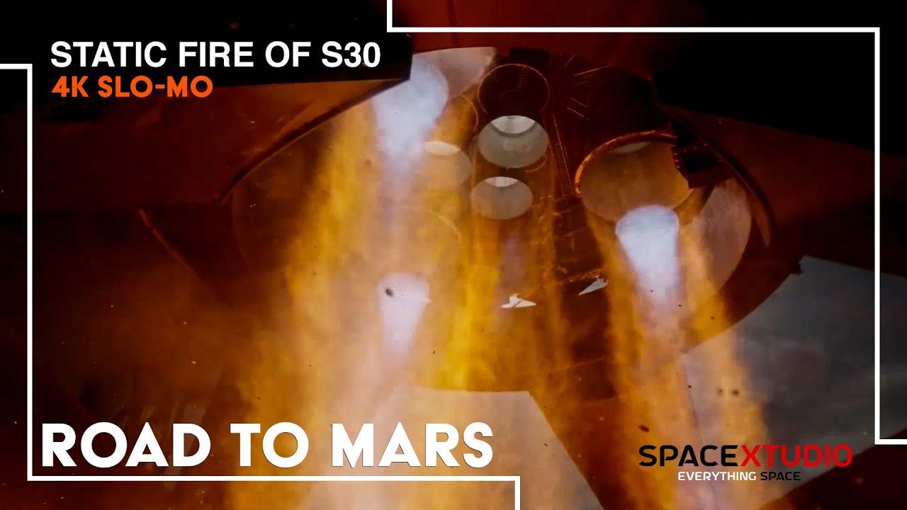 4K Slow-mo Footage of Starship S30 Static Fire Test | Starship Road To ...