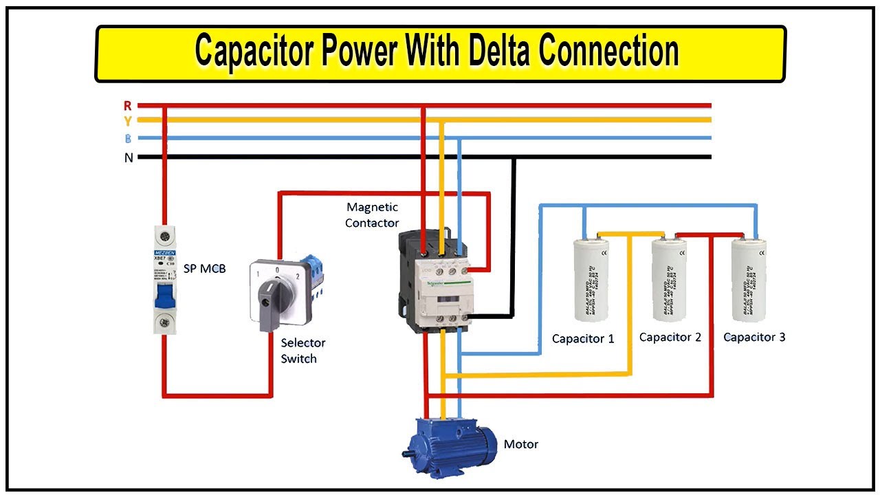 Capacitor Power With Delta Connection | delta connection - YouTube
