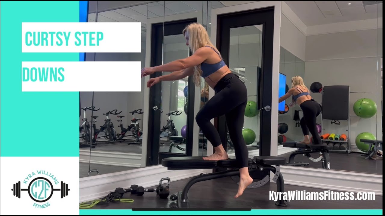 How to do Curtsy Step Downs with Online Personal Trainer Kyra Williams ...