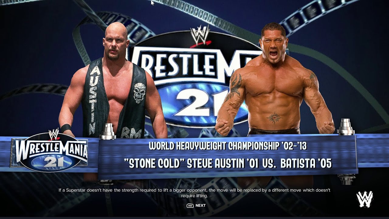 "💥 WWE 2K24 FULL MATCH — Stone Cold Steve Austin vs Batista — World ...