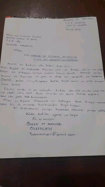 jinsi ya kuandika barua ya kuomba kazi JWTZ - YouTube