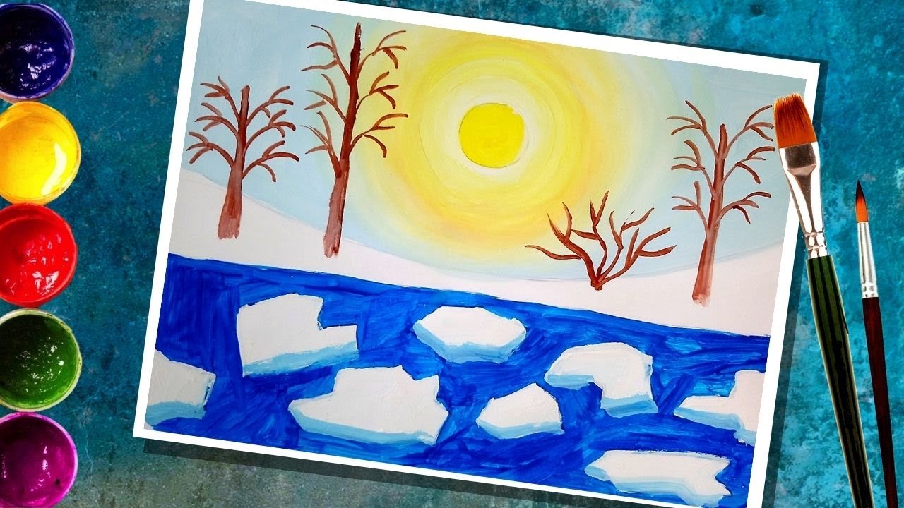 How to draw a spring landscape - YouTube