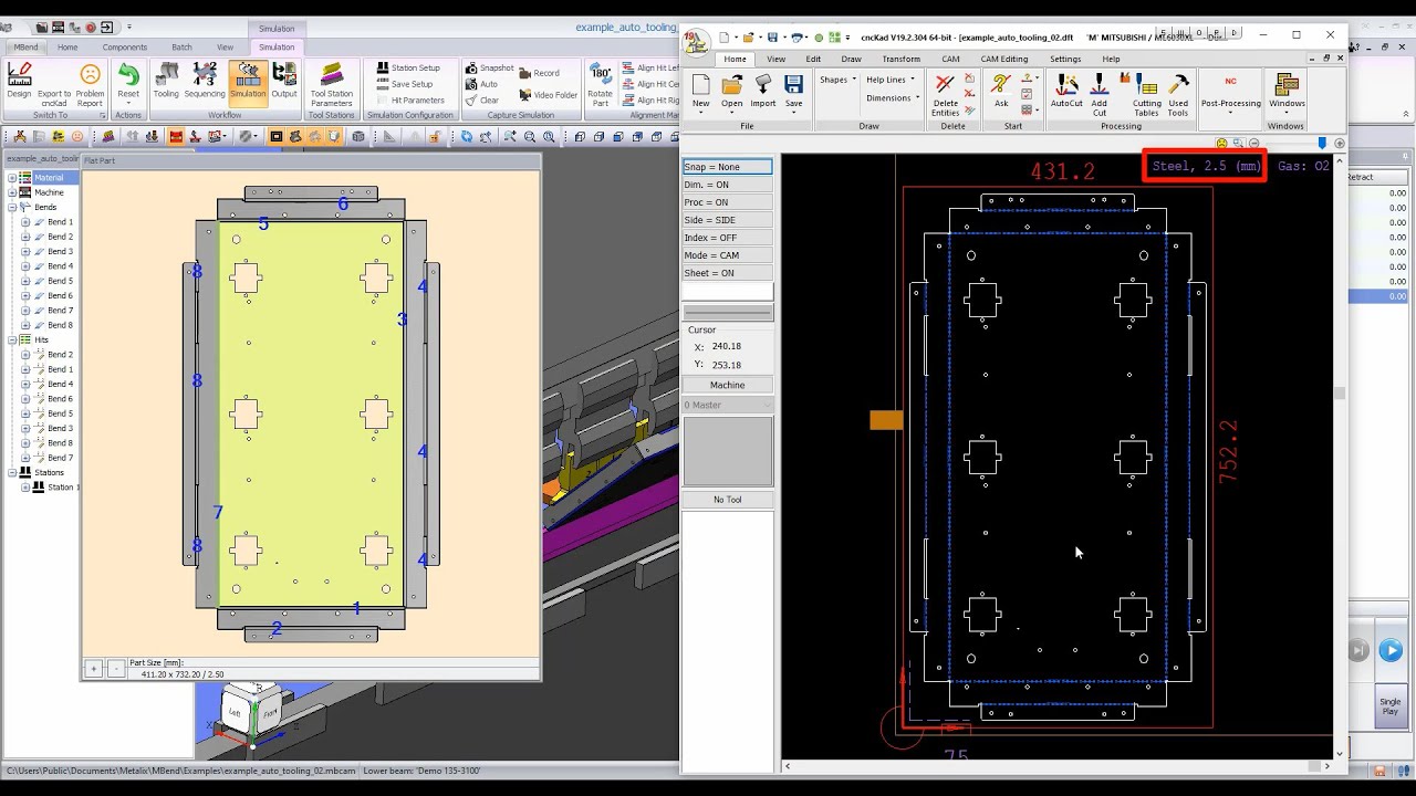 Exporting Flat Part from MBend V12 to cncKad V19 - YouTube