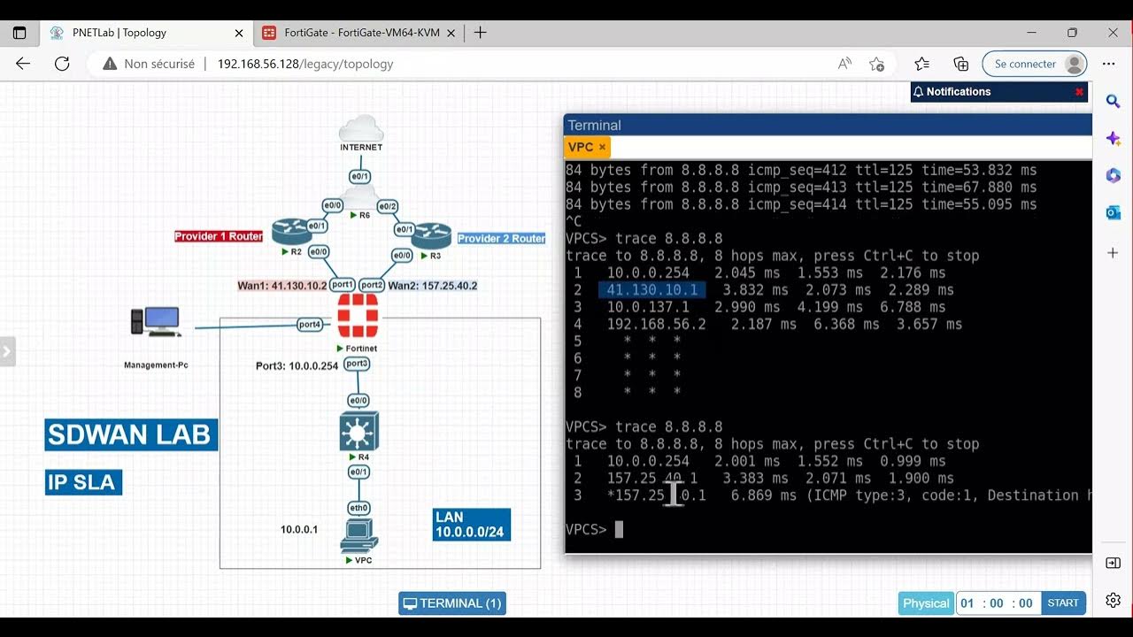 Configuring SDWAN with SLA Track in FORTIGATE FIREWALL ...B.Ncib.Mahmoud - YouTube