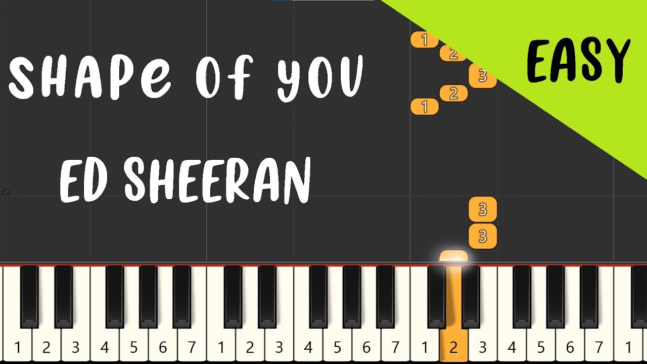 Shape of you - Ed Sheeran Piano Tutorial EASY ONE HAND 鋼琴教學 - YouTube