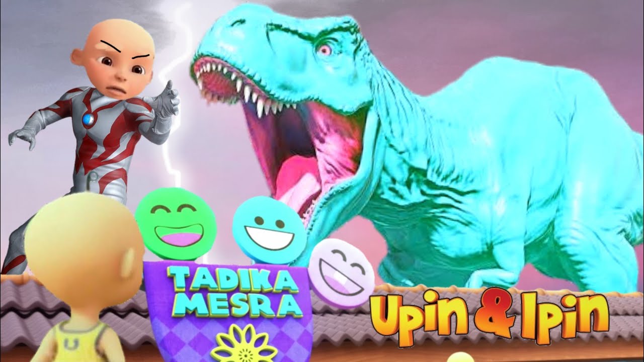 Upin Ipin Takut Ada Tirex Dinosaurus Biru Muda Ultraman Ribut Melawan ...