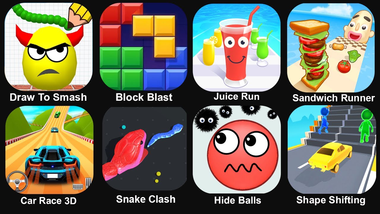 Draw To Smash,Block Blast,Juice Run,Sandwich Runner,Car Race 3D,Snake ...