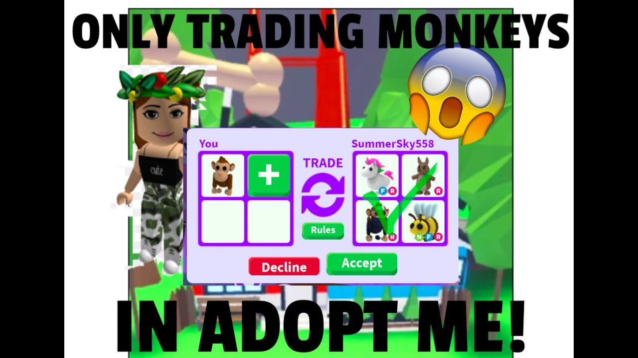 ONLY TRADING MONKEYS FOR 24 HOURS!! Roblox Adopt Me Monkey Fairground ...
