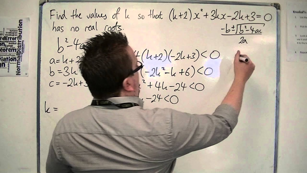 AQA Core 1 4.05d A Trickier Example of a Discriminant Quadratic ...